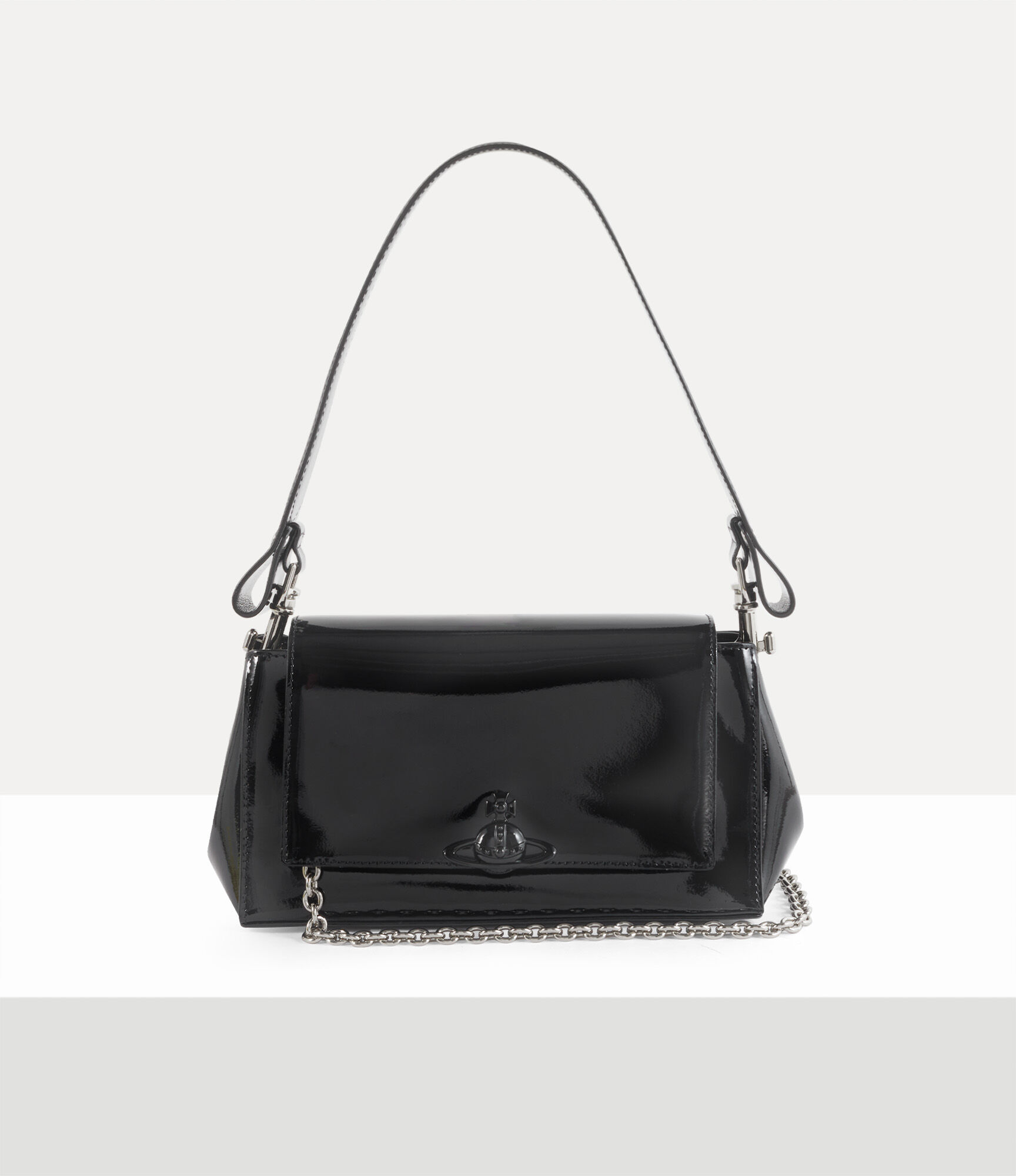 Hazel Medium Handbag in BLACK-ENAMEL-ORB | Vivienne Westwood®