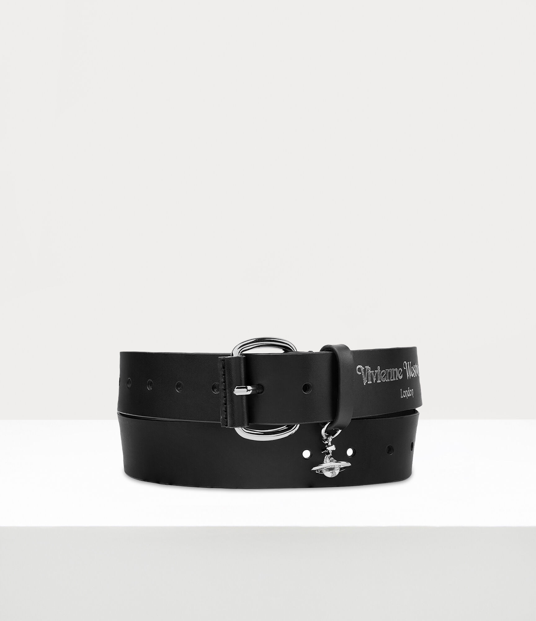 Wide Alex Charm Belt in BLACK-SILVER-HW | Vivienne Westwood®