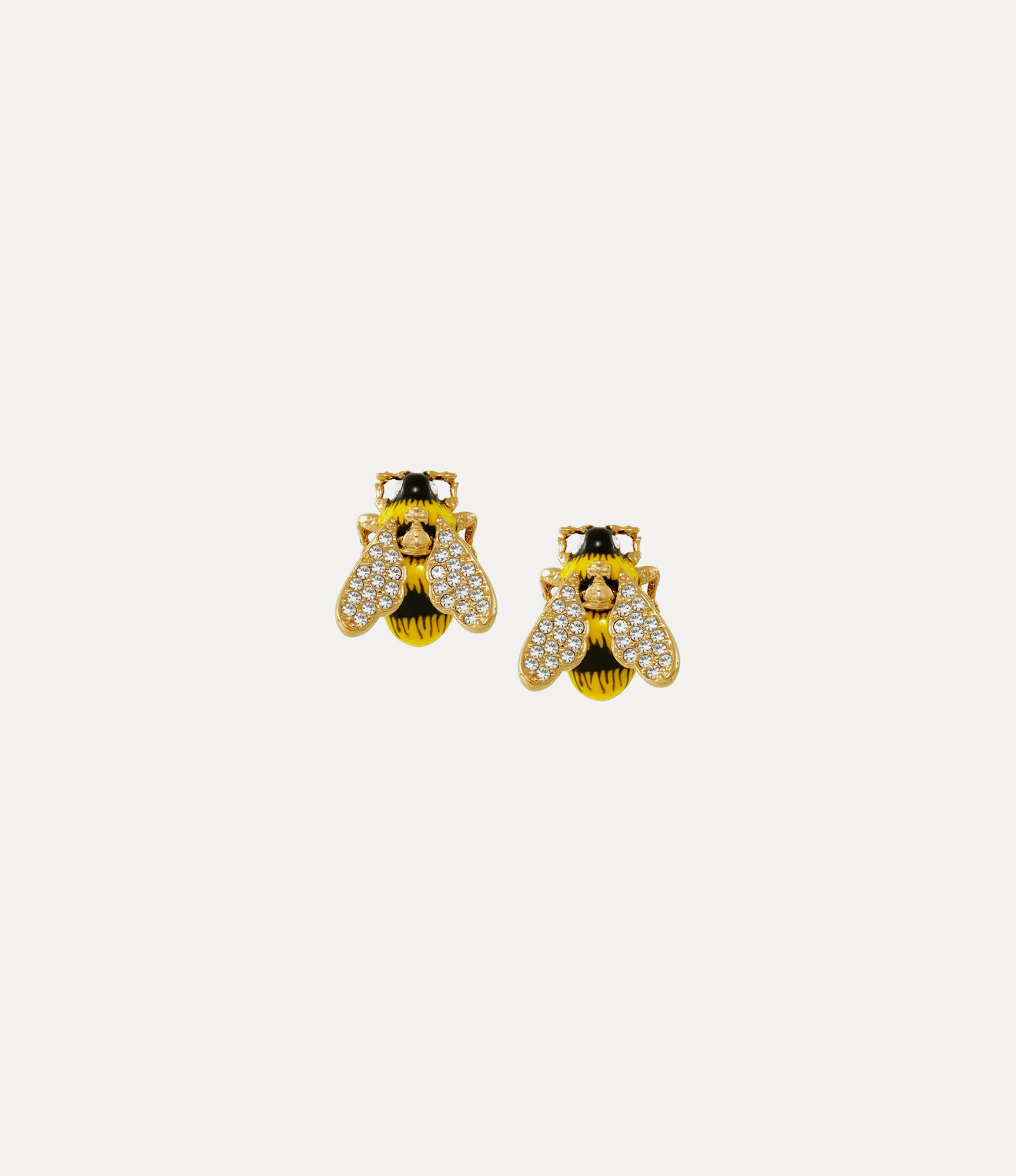 Bumble Bee Earrings in GOLD-WHITE-Crystal-BLACK-YELLOW-Enamel | Vivienne Westwood®