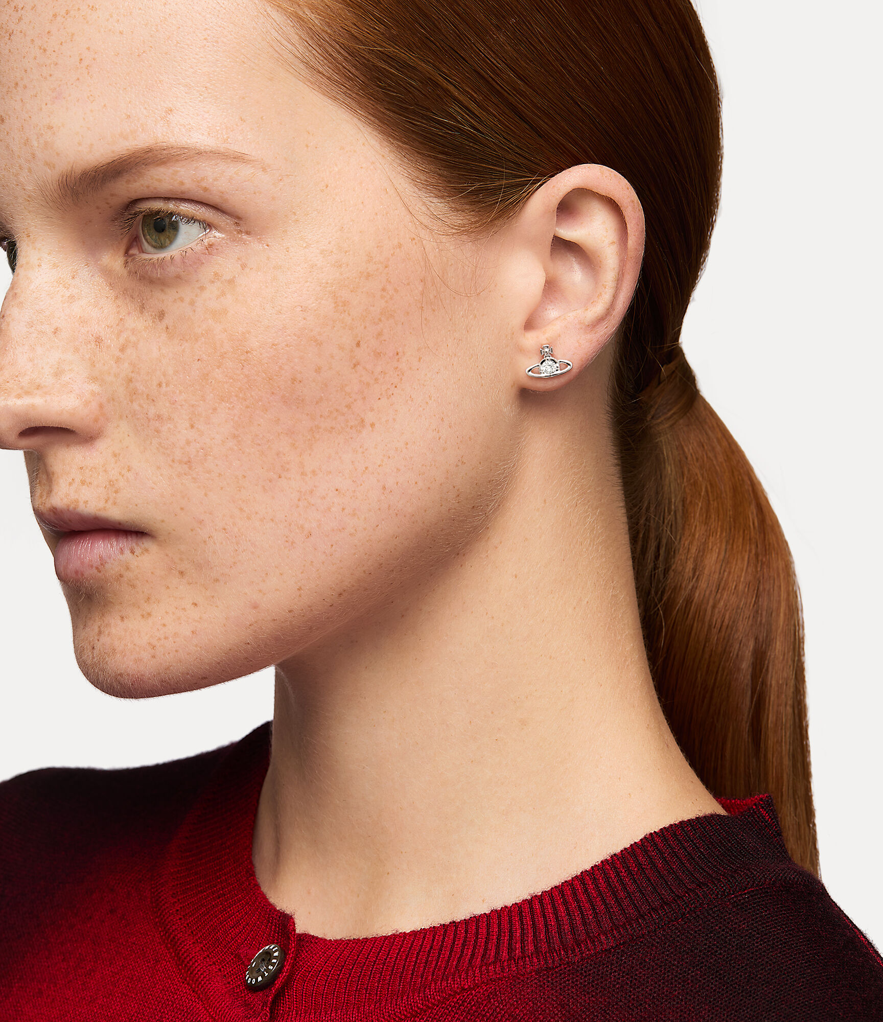 Nano Solitaire Earrings in PLATINUM-CRYSTAL-Crystal | Vivienne Westwood®