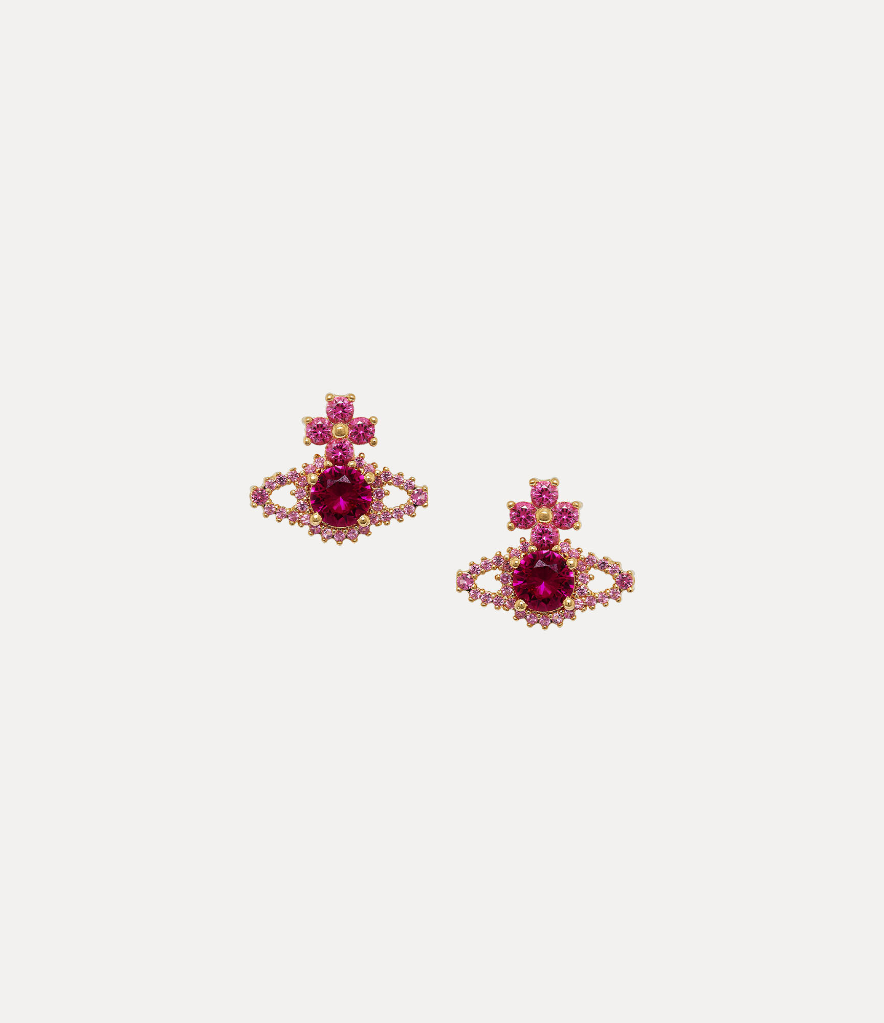 Valentina Orb Earrings in GOLD-FUCHSIA-RUBY-CZ | Vivienne Westwood®