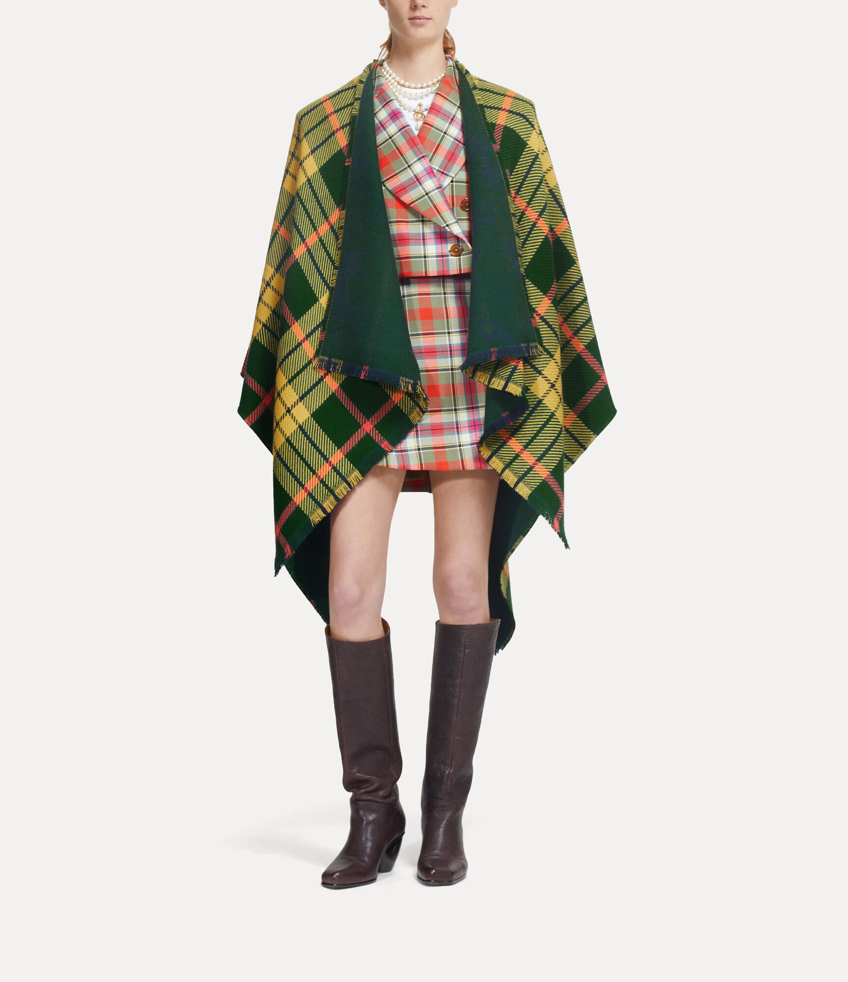 Tartan Poncho in DARK-GREEN | Vivienne Westwood®