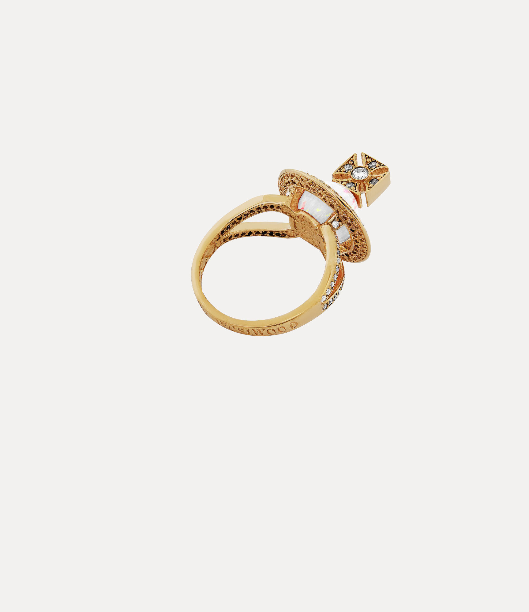 Eabha Ring in GOLD-WHITE-Synthetic-Opal-WHITE-CZ | Vivienne Westwood®