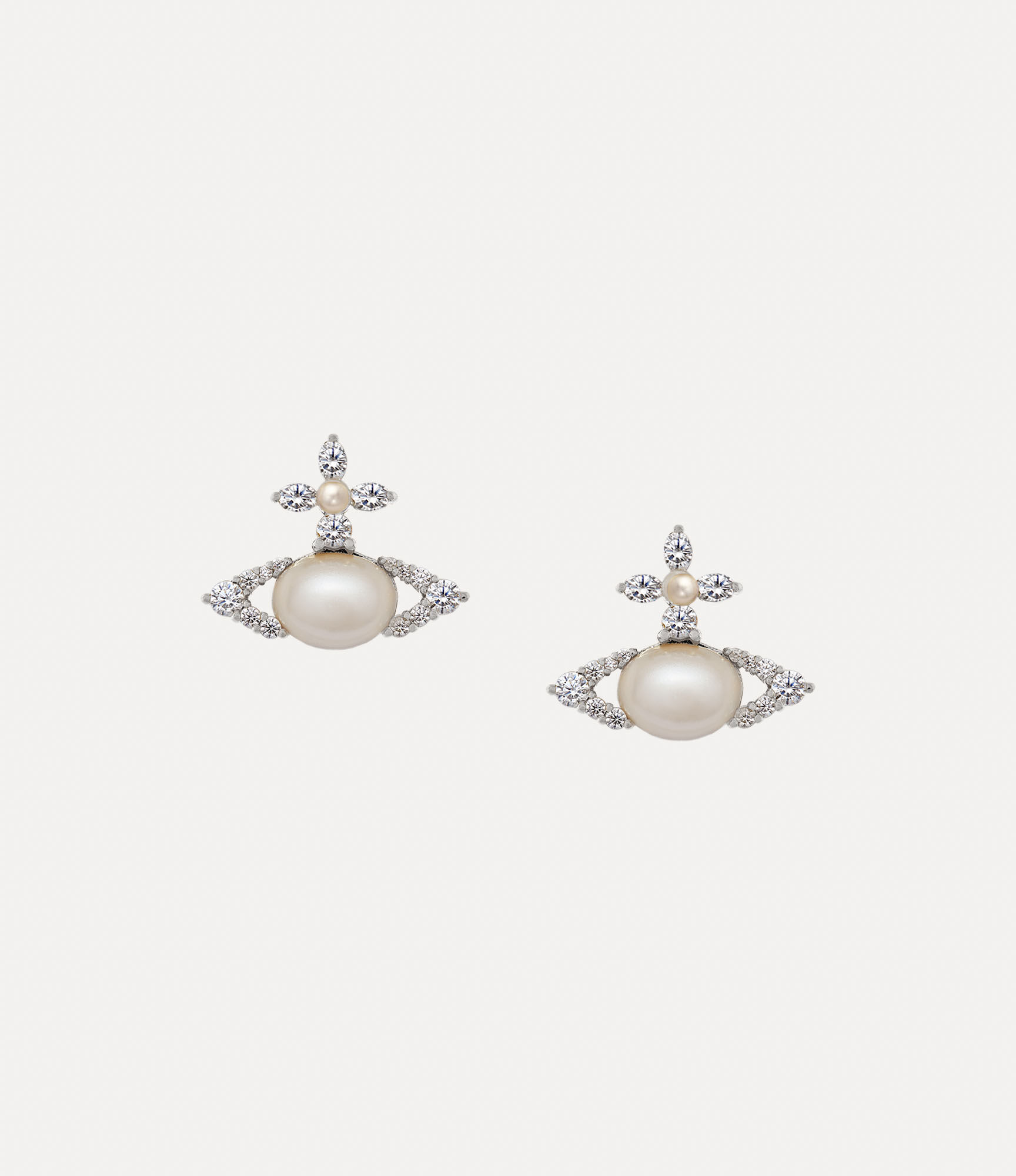 Ada Earrings in PLATINUM-WHITE-CZ-CREAMROSE-Pearl | Vivienne Westwood®