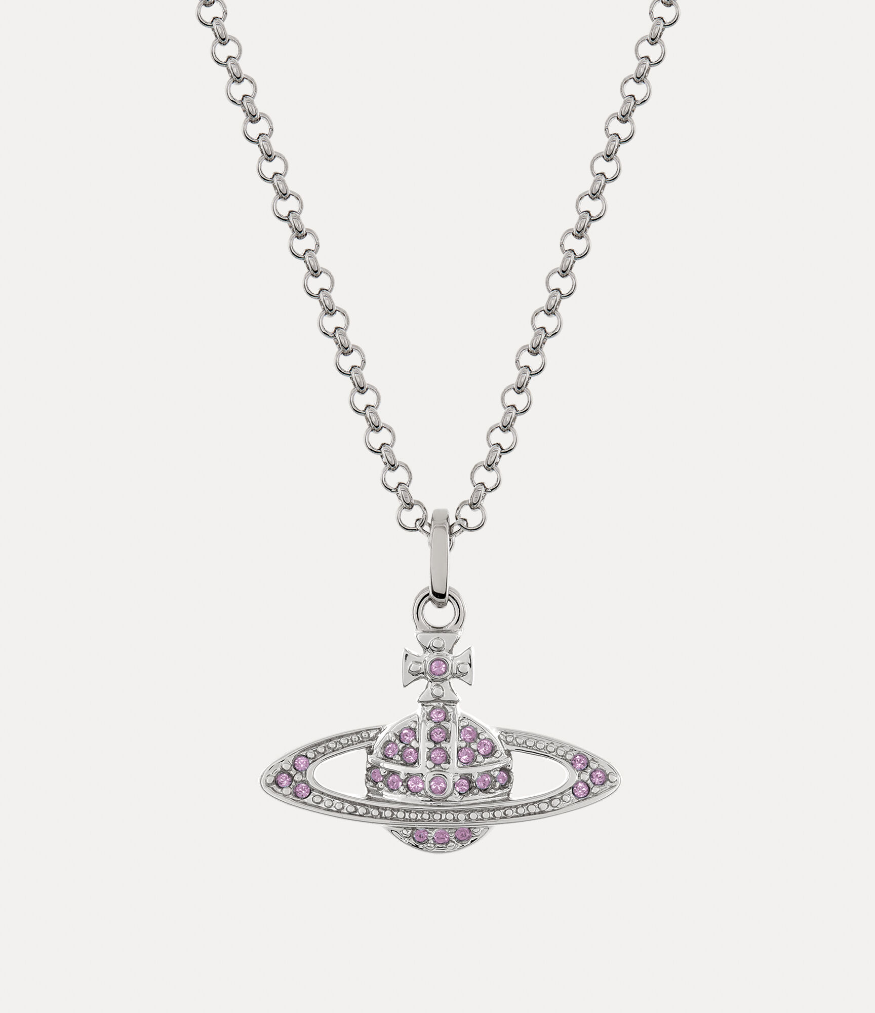 Mini Bas Relief Pendant Necklace in PLATINUM-VIOLET-Crystal | Vivienne ...