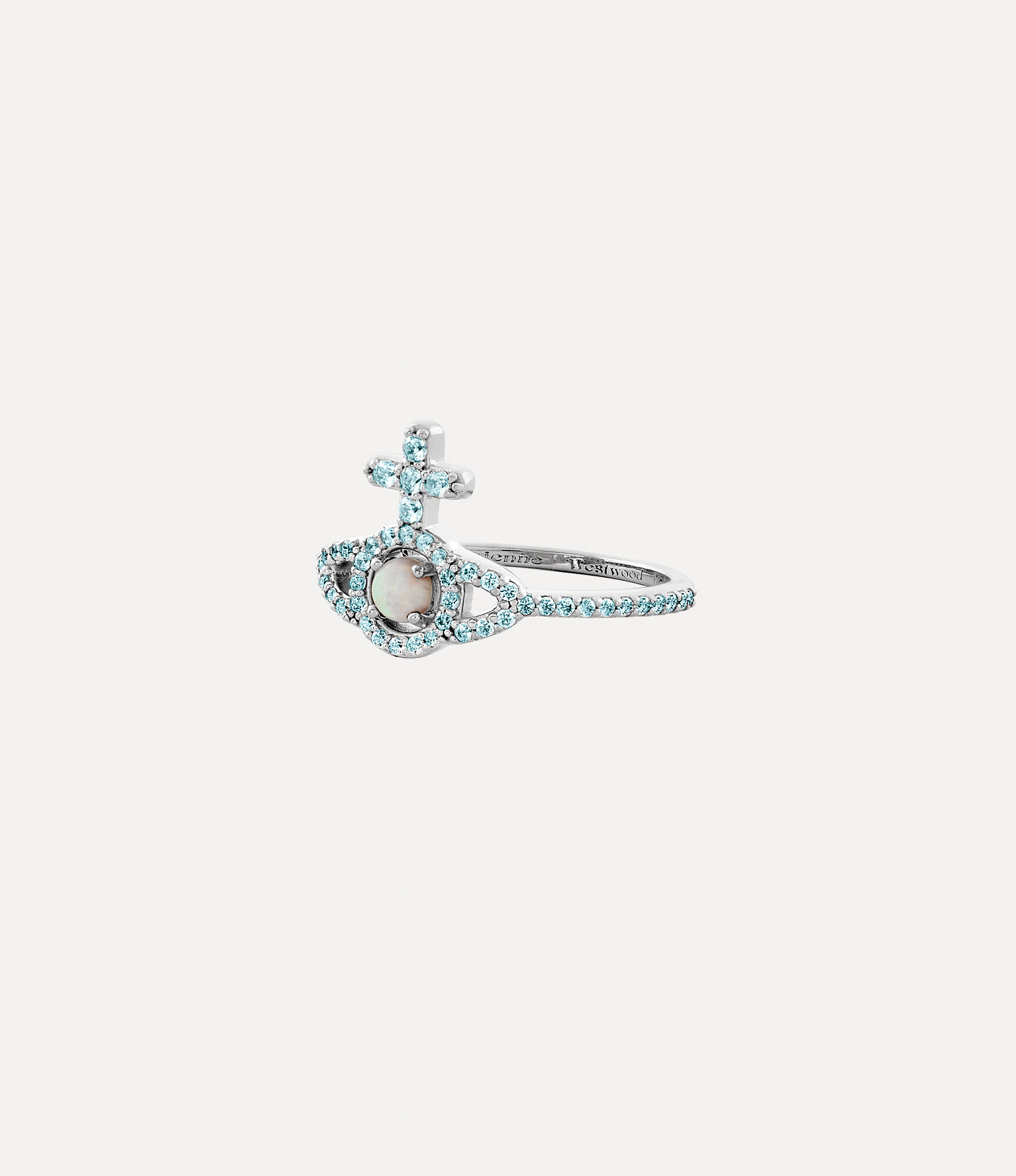 Olympia Ring in PLATINUM-TURQUOISE-CZ-WHITE-Synthetic-Opa | Vivienne Westwood®