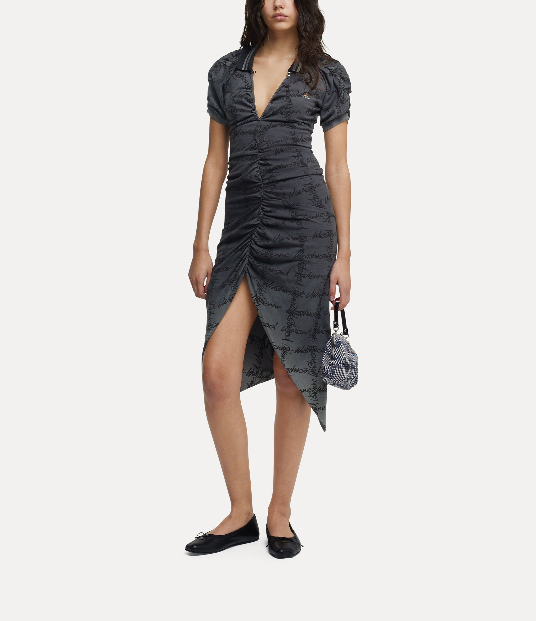 Pulling dress in GREY-OVERDYE-VW-GRID | Vivienne Westwood®