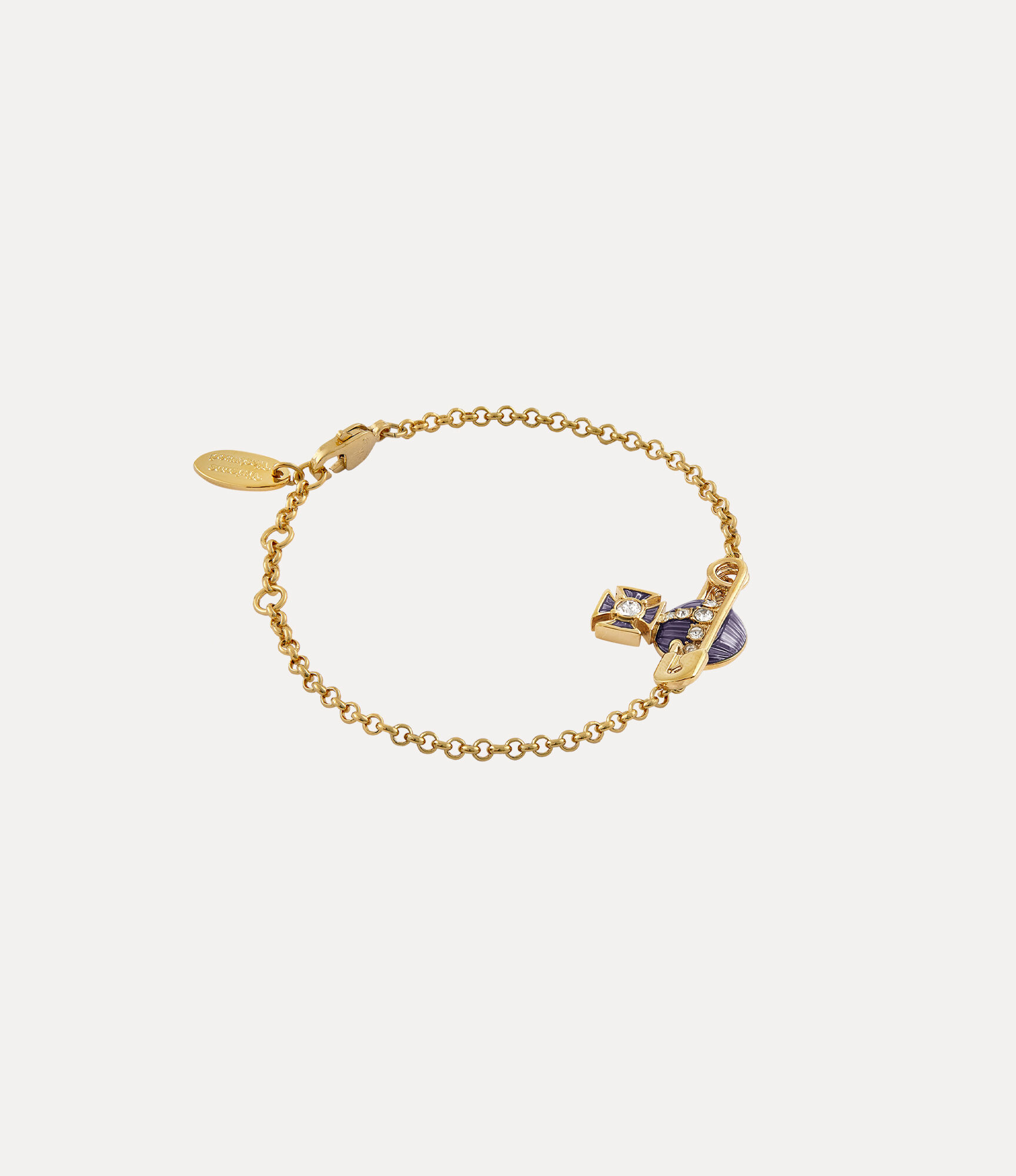 Kitty Bracelet in GOLD-CRYSTAL-Crystal-VIOLET-Transparent-Enamel | Vivienne Westwood®