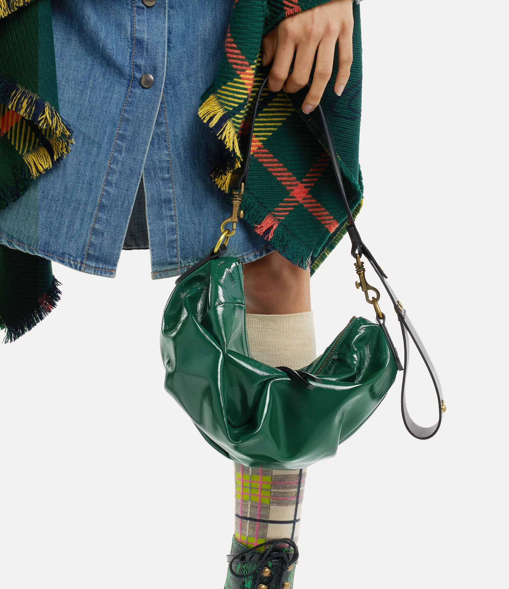 Small Agnes Shoulder Bag in GREEN-3D-ORB | Vivienne Westwood®