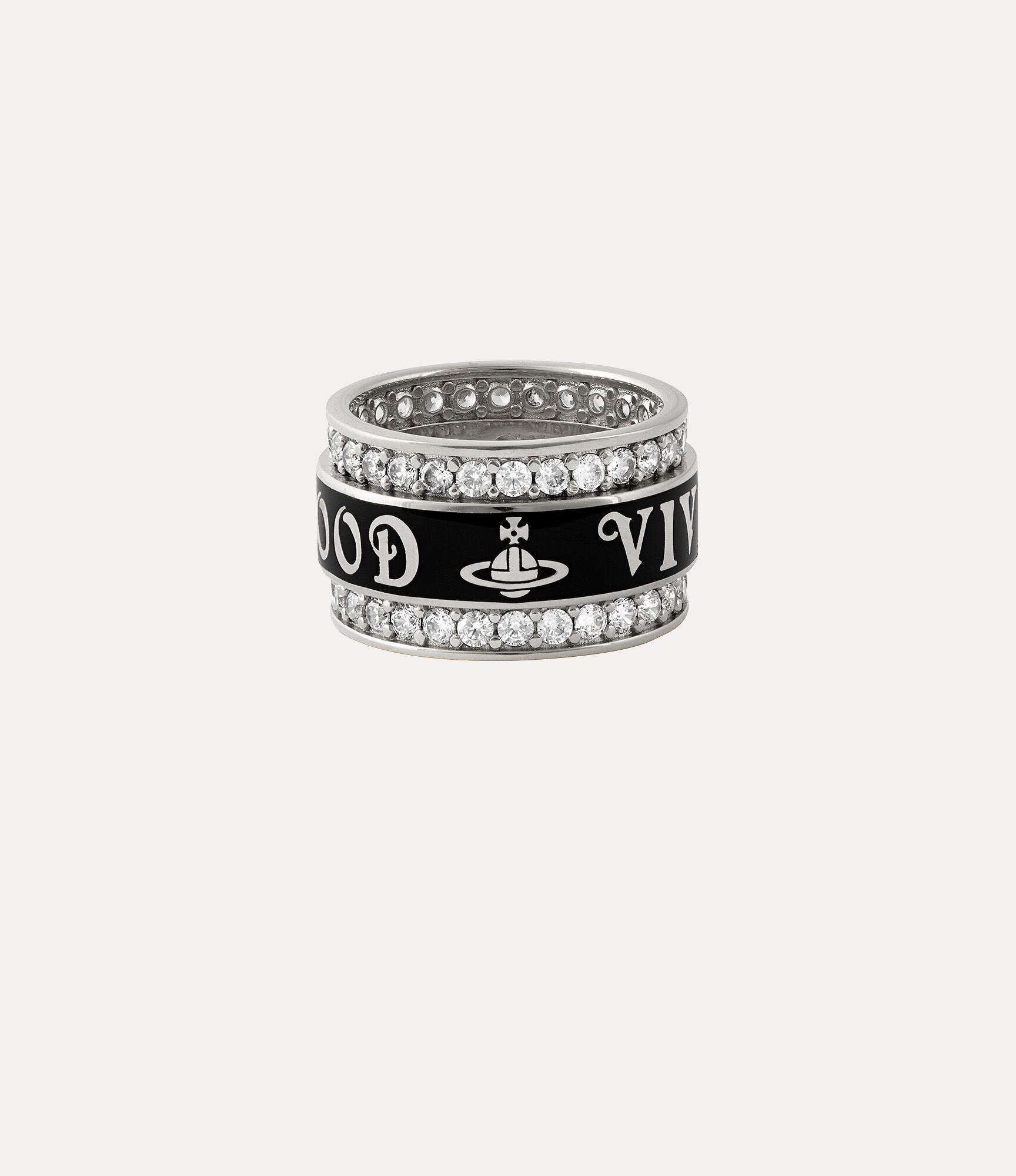 Jacob Ring in PLATINUM-WHITE-CZ-BLACK-Resin | Vivienne Westwood®