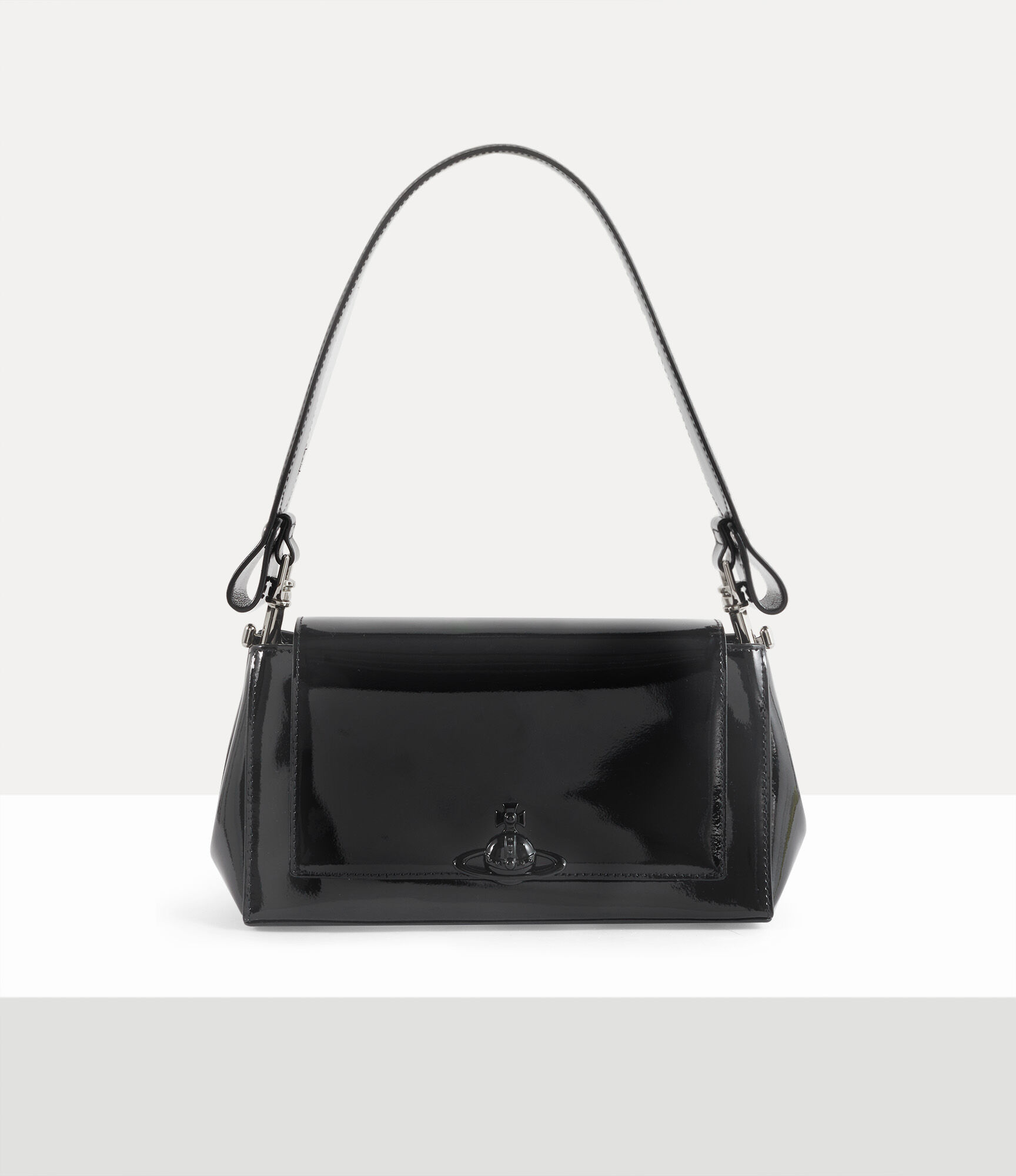 Hazel Medium Handbag in BLACK-ENAMEL-ORB | Vivienne Westwood®