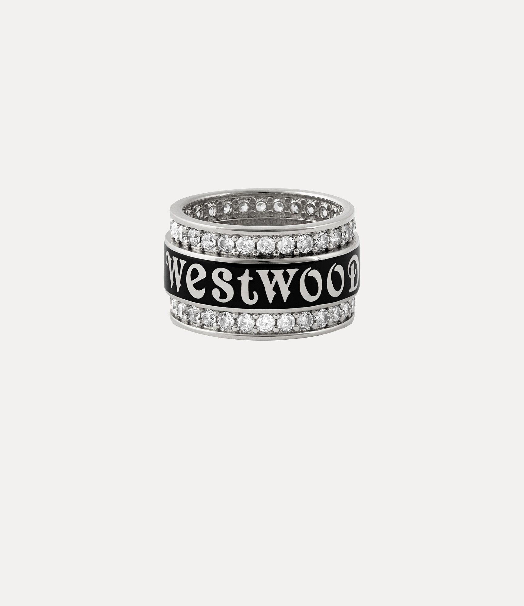 Jacob Ring in PLATINUM-WHITE-CZ-BLACK-Resin | Vivienne Westwood®