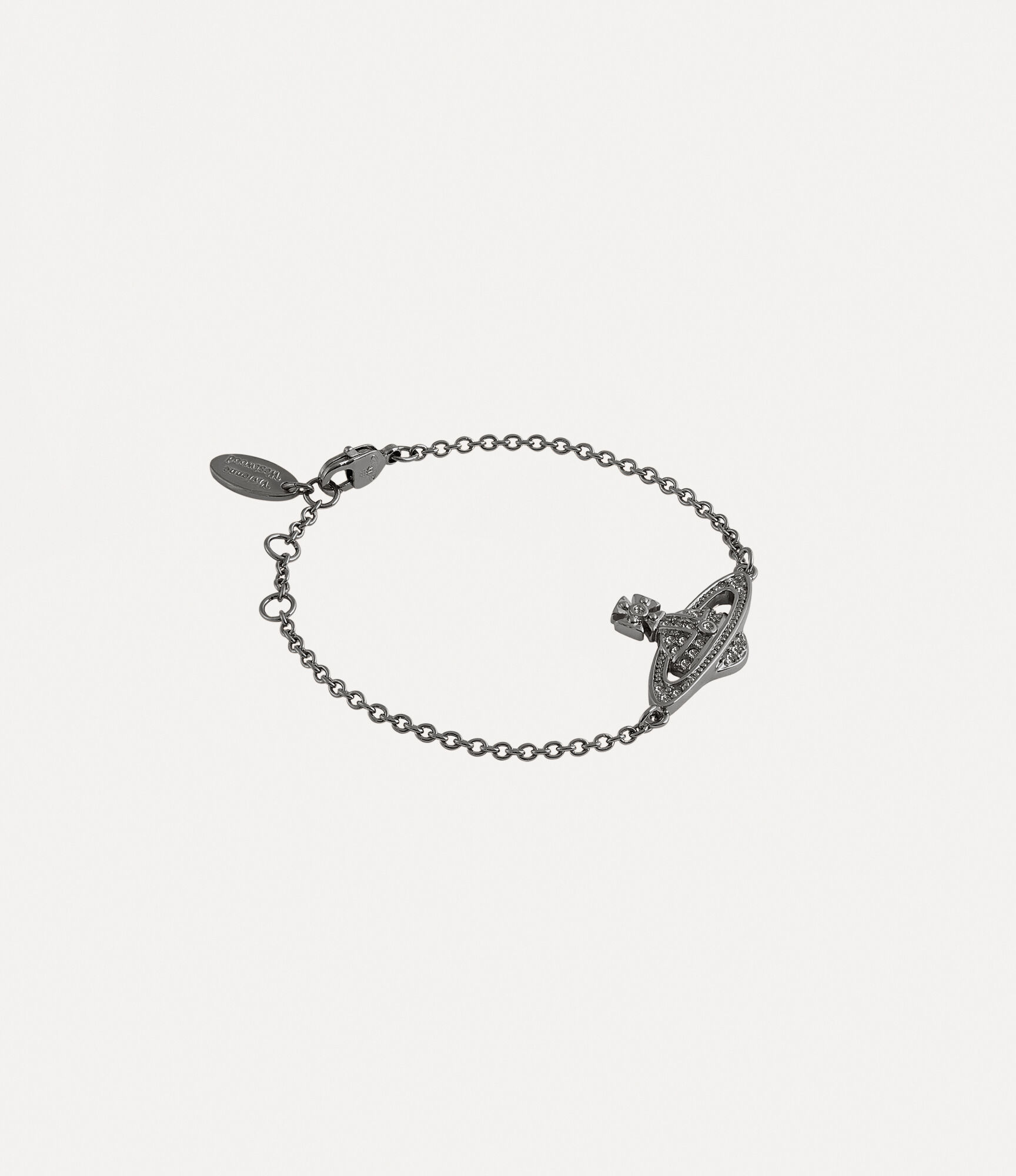 Mini Bas Relief Chain Bracelet in RUTHENIUM-Black-Diamond | Vivienne ...