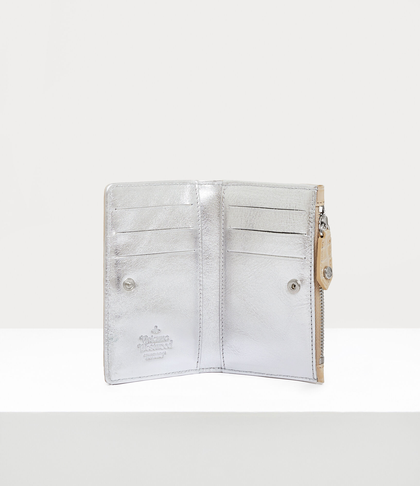 Crocodile Slim Flap Card Holder in cream | Vivienne Westwood®