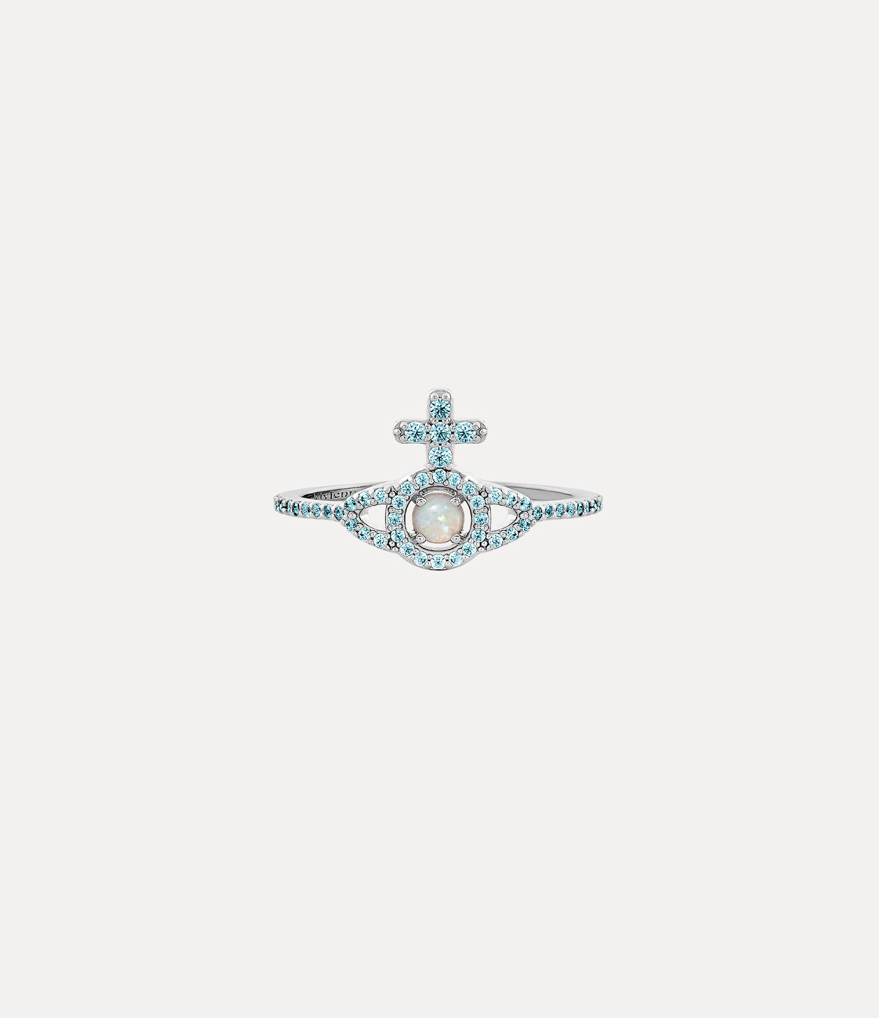 Olympia Ring in PLATINUM-TURQUOISE-CZ-WHITE-Synthetic-Opa | Vivienne Westwood®