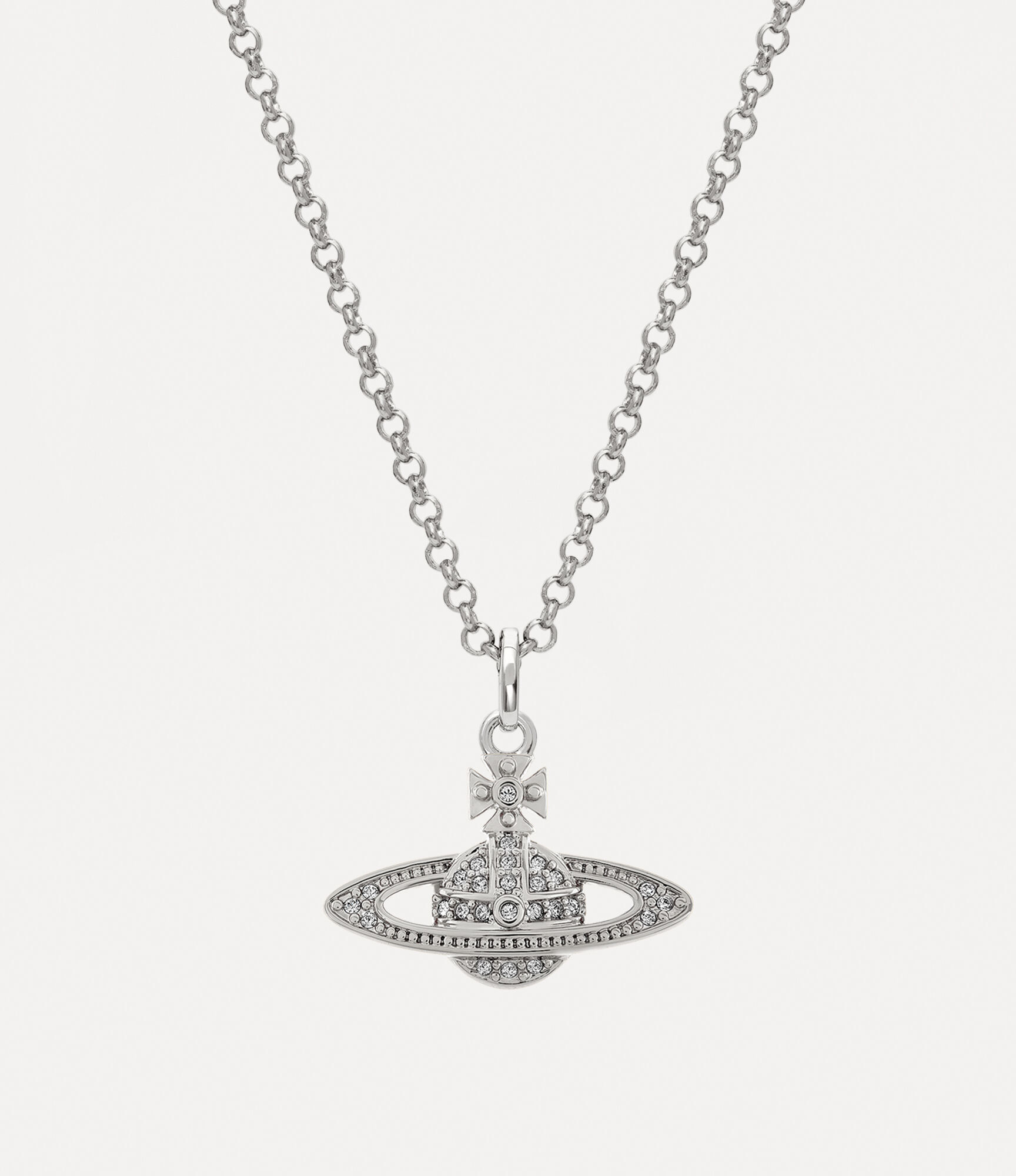 Man. Mini Bas Relief Orb Pendant Necklace in PLATINUM-CRYSTAL-Crystal ...