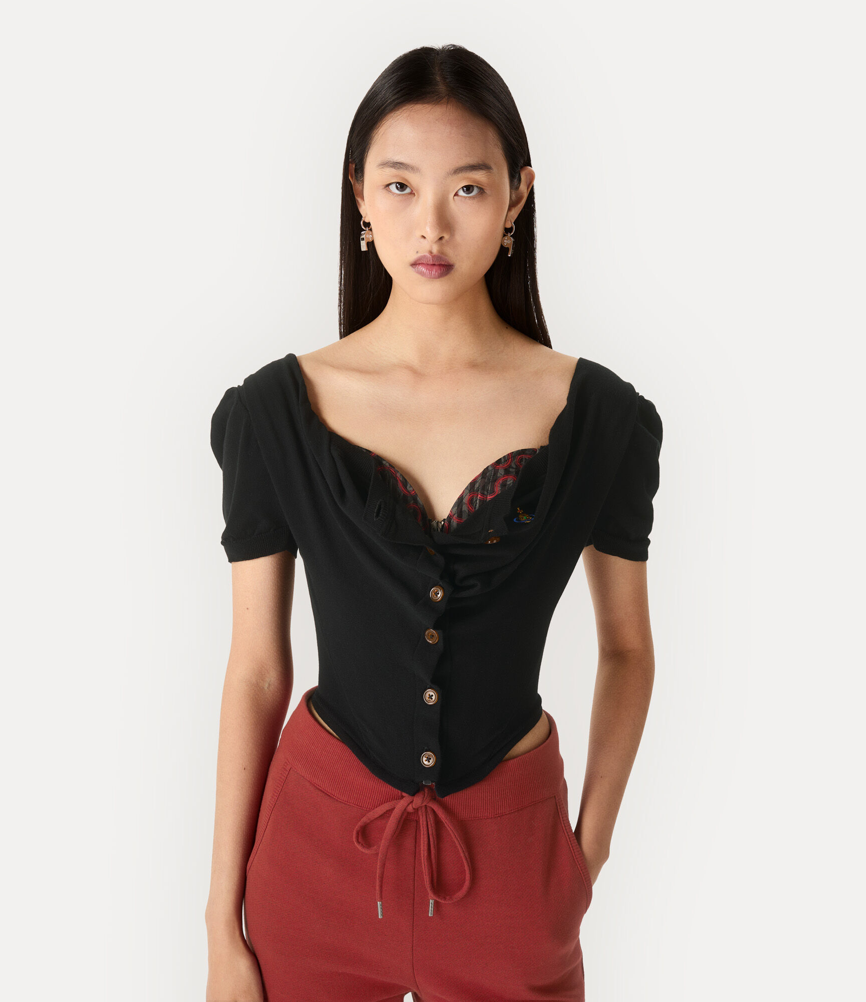 Short Sleeve Bea Corset Cardigan in BLACK | Vivienne Westwood®