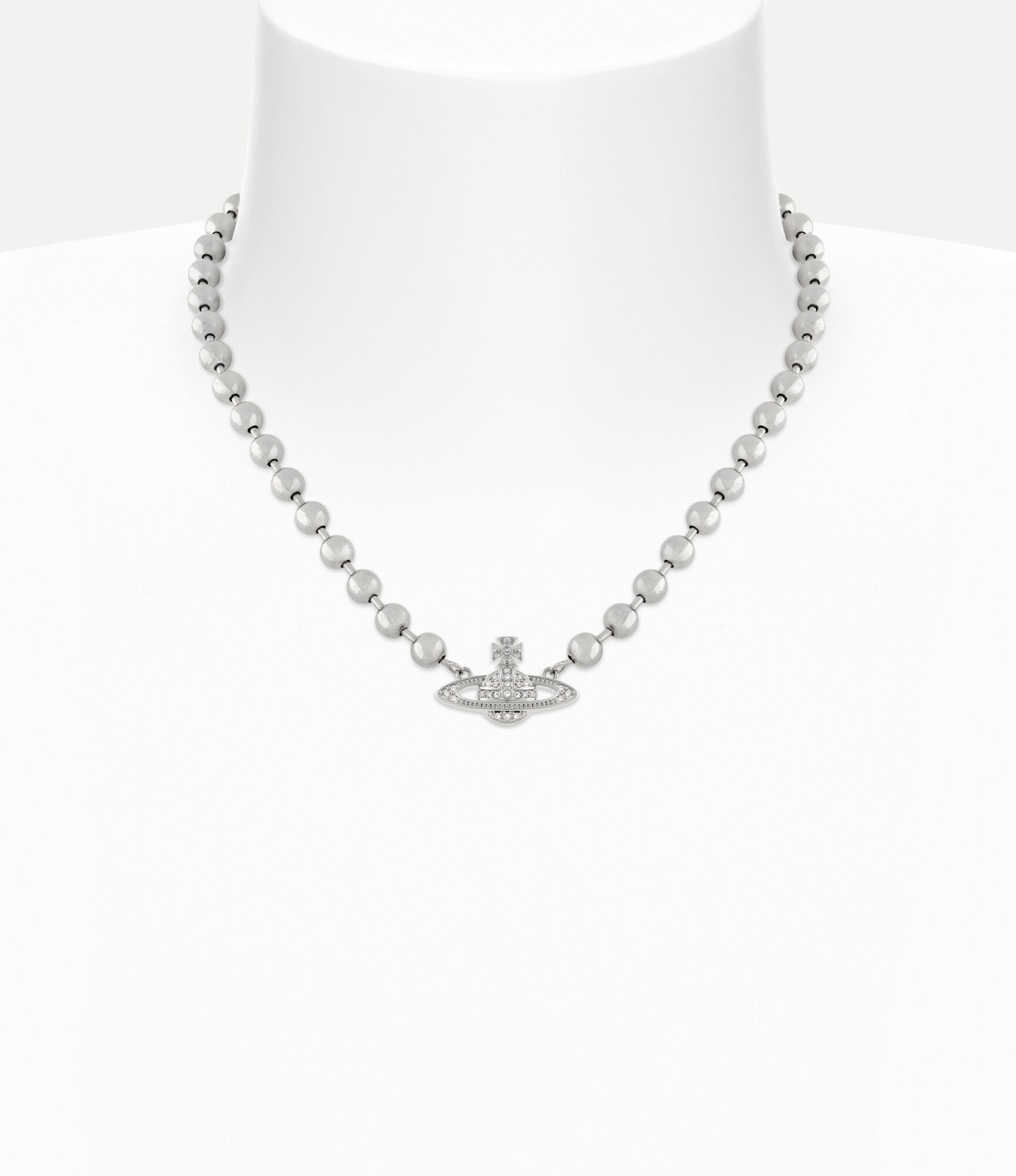 Thames Mini Bas Relief Choker in PLATINUM-WHITE-Crystal | Vivienne ...